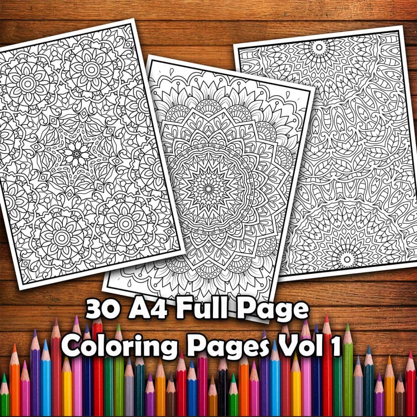 30 A4 Mandala Full Page Patterns Coloring Pages for Adults - A4 ...